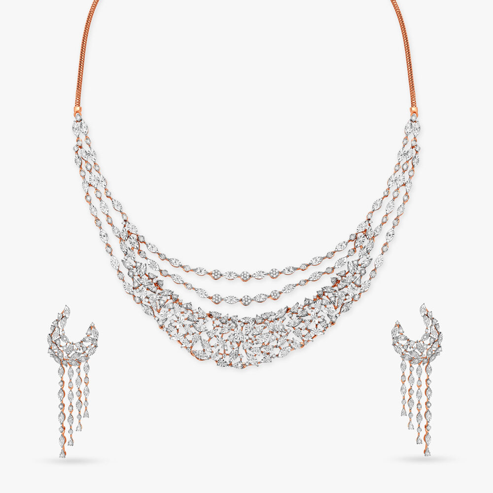 Tanishq platinum necklace set designs with price store