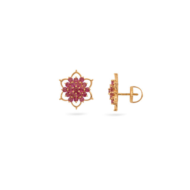 Buy Delicate Bloom Ruby Earrings at Best Price | Tanishq UAE