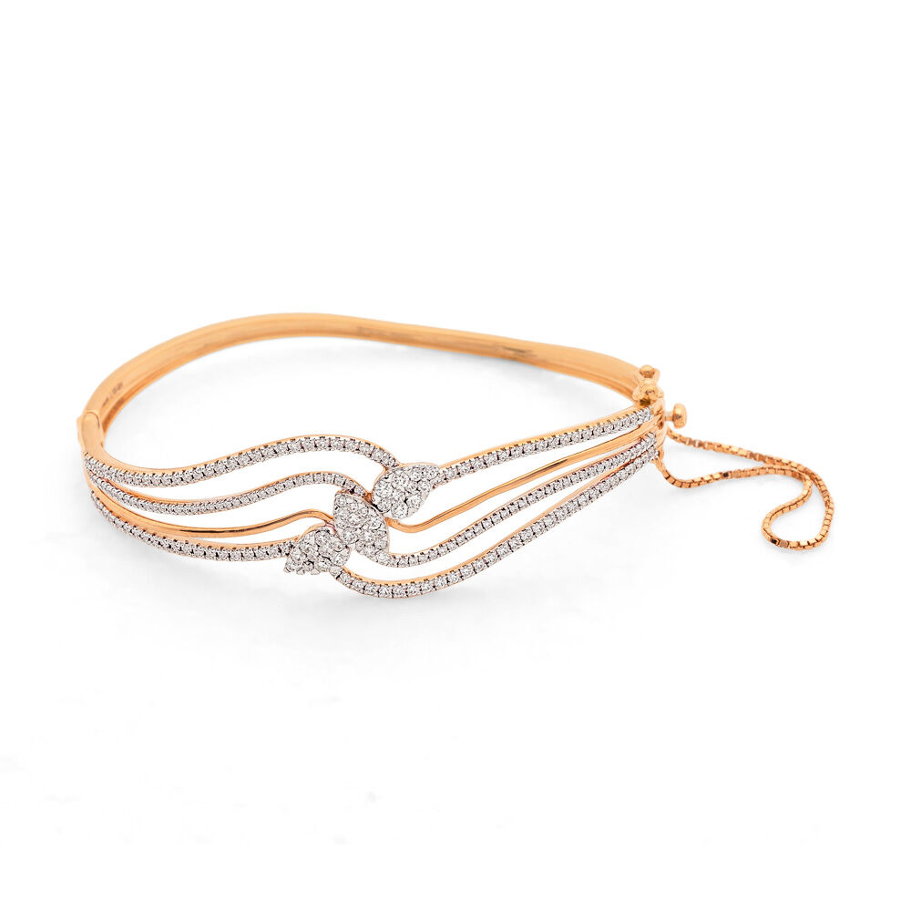 Buy Brilliant Waves Rose Gold & Diamond Bangle at Best Price | Tanishq US