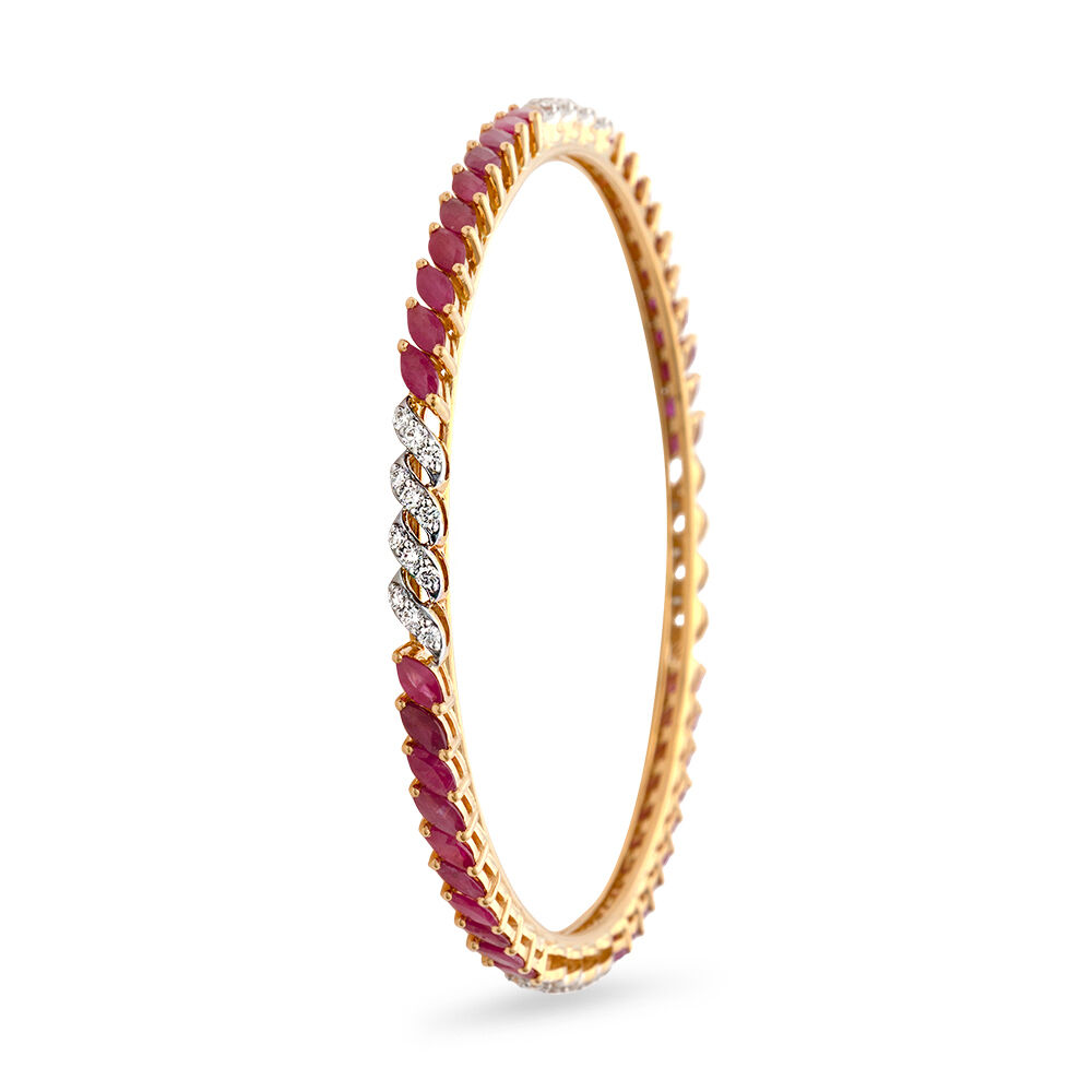 Buy Ruby and Diamond Marquise Bangle at Best Price | Tanishq US