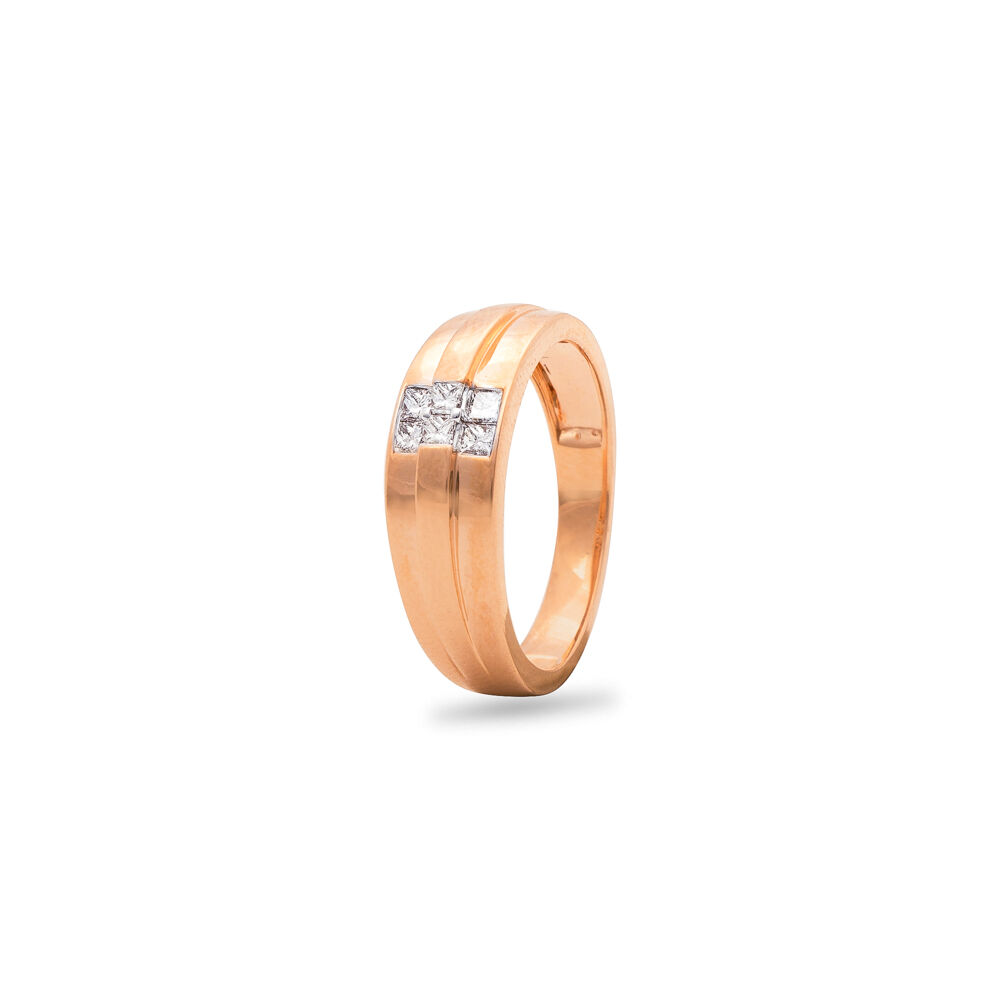 Buy Rose-Gold Squared Diamond Ring at Best Price | Tanishq US