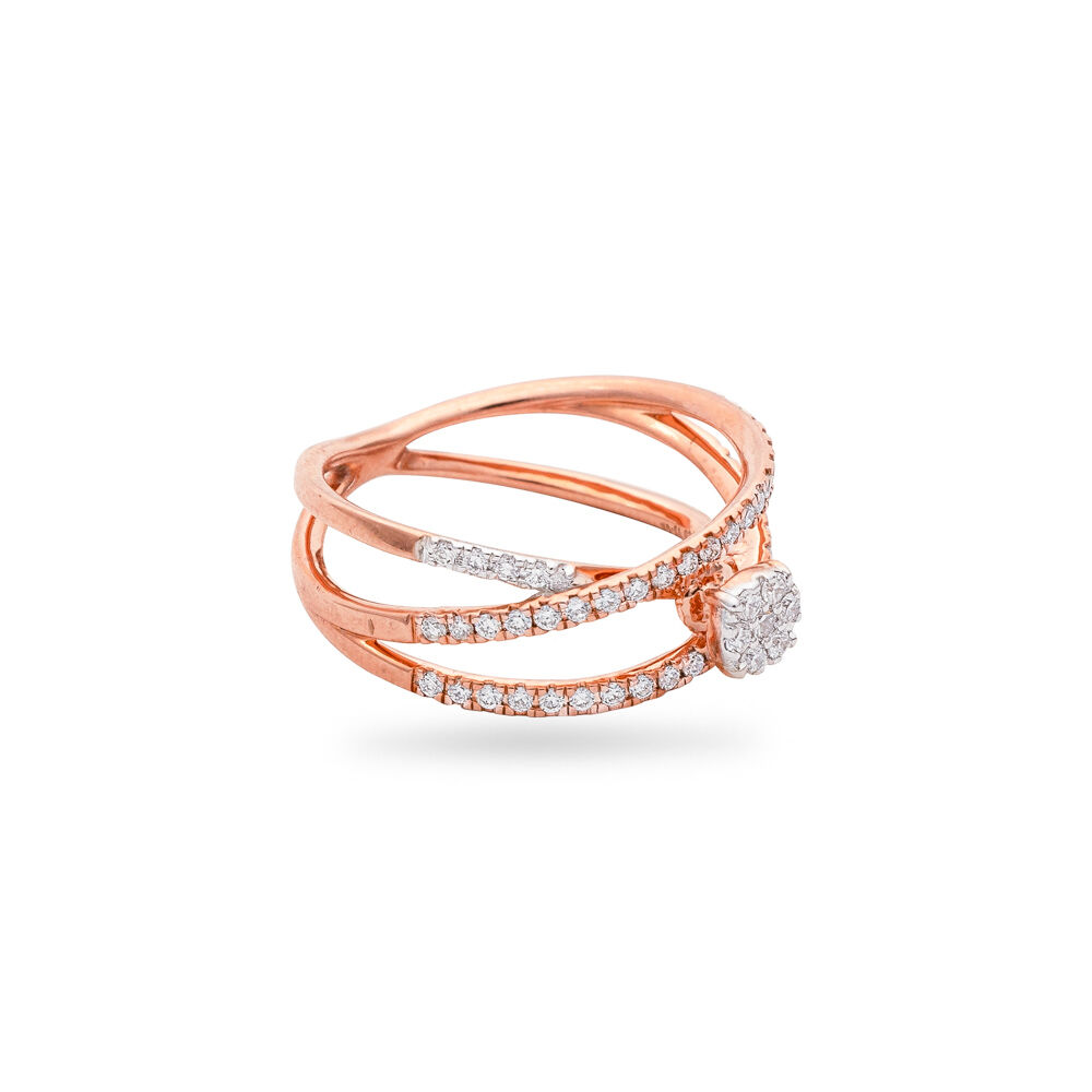 Buy Rose Gold Trifecta Brilliance Ring at Best Price | Tanishq US