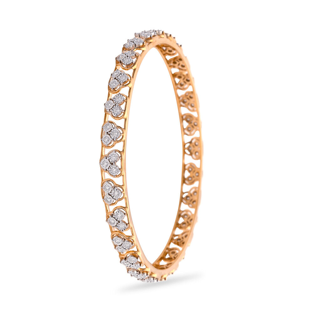 Buy Modern Motif Diamond & Gold Bangle at Best Price | Tanishq US