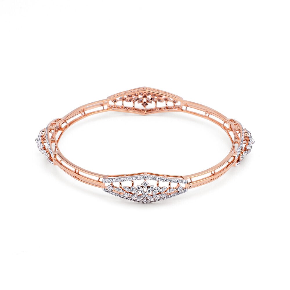 Buy Graceful Floral Diamond and Rose Gold Bangle at Best Price | Tanishq US