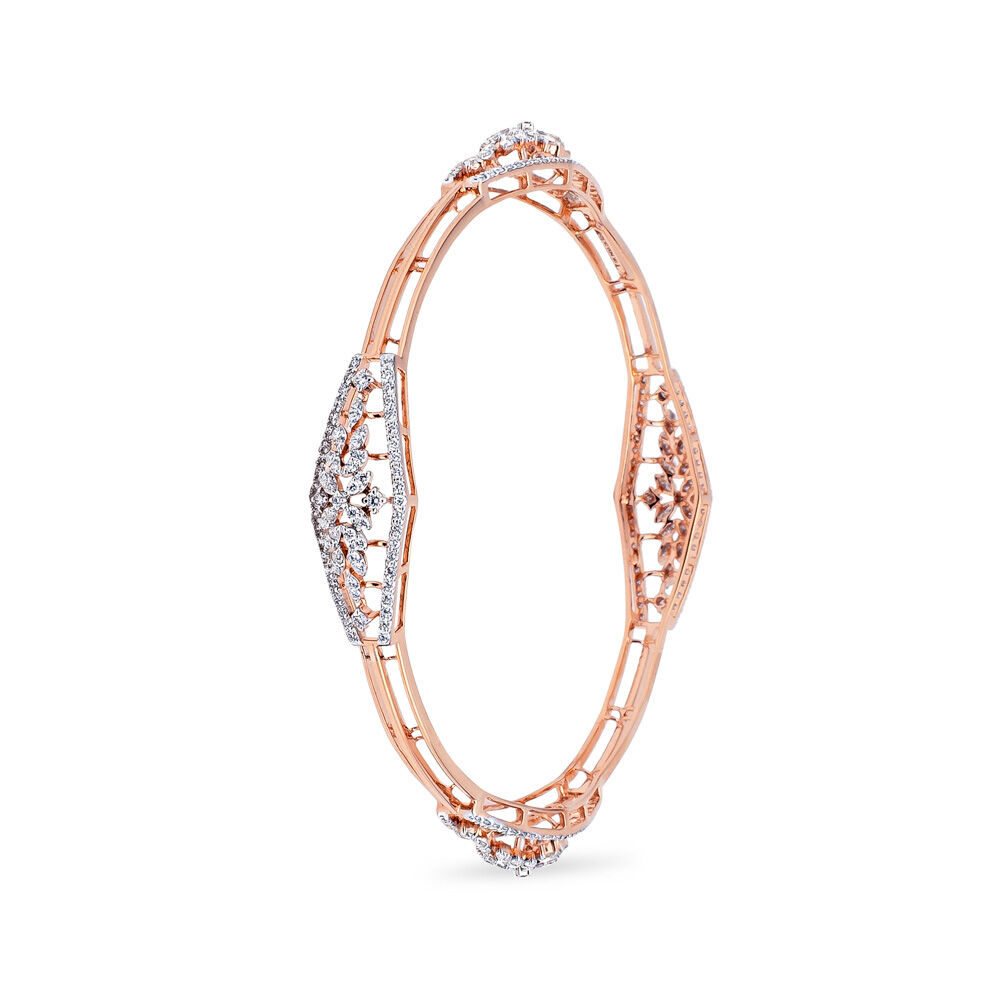 Buy Graceful Floral Diamond and Rose Gold Bangle at Best Price | Tanishq US