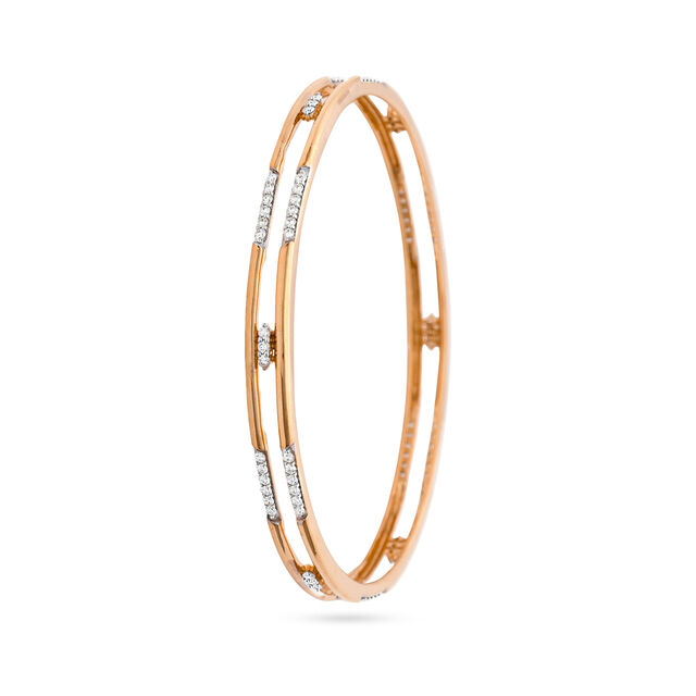 Chic Diamond Studded Gold Bangle