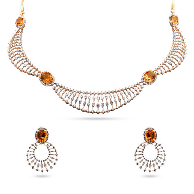 Buy Celestial Harmony Gold Necklace and Earring Set at Best Price | Tanishq US