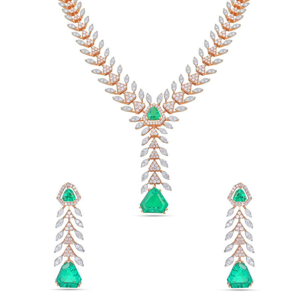 Buy Emerald and Diamond Necklace Set at Best Price Tanishq US