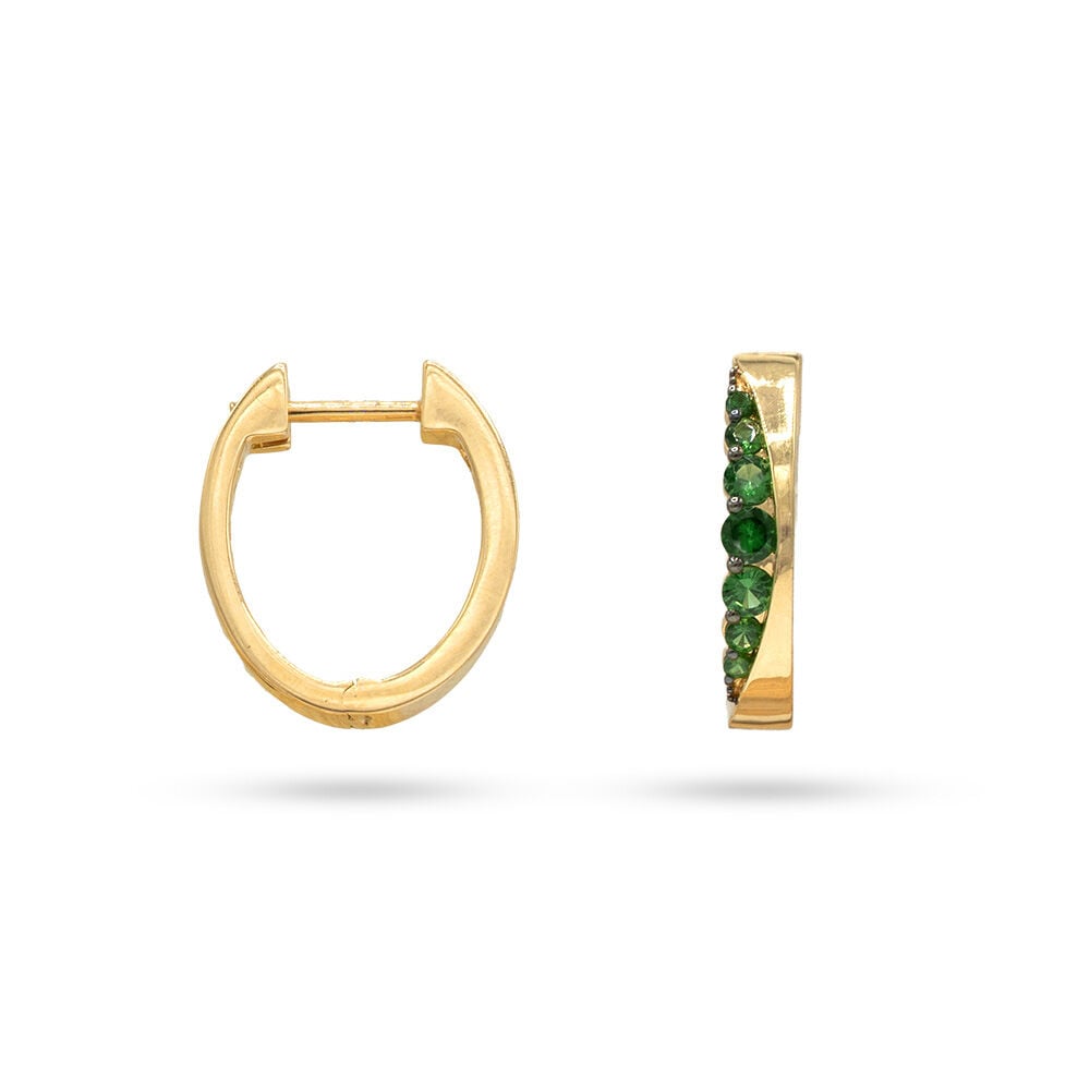 Buy Modern Oval Gemstone Hoops at Best Price | Tanishq US