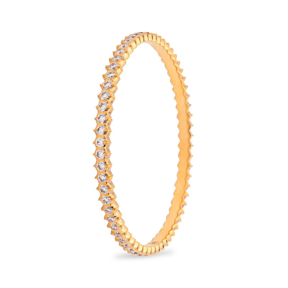 Buy Captivating Diamond and Gold Pentagon Bangle at Best Price | Tanishq US