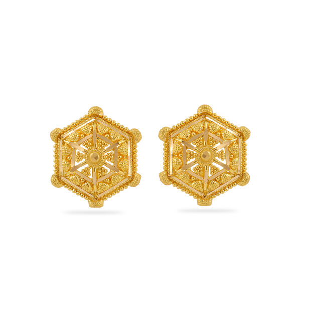 Buy Geometric Filigree Gold Studs at Best Price | Tanishq US