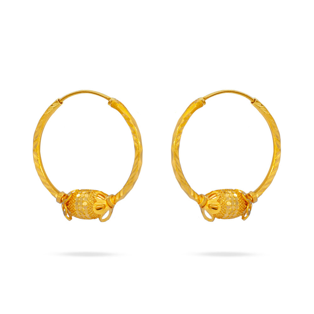 Buy Sleek Gold Floral Hoops at Best Price | Tanishq US