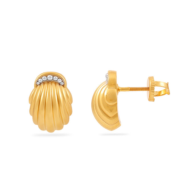 Buy 22 Karat Gold Shell Stud Earrings with Diamonds at Best Price ...