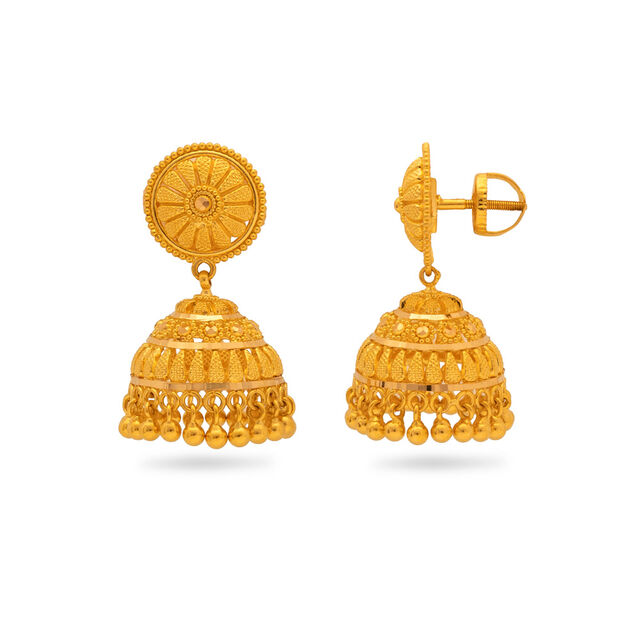 Buy Gold Ethereal Jhumkas at Best Price | Tanishq US