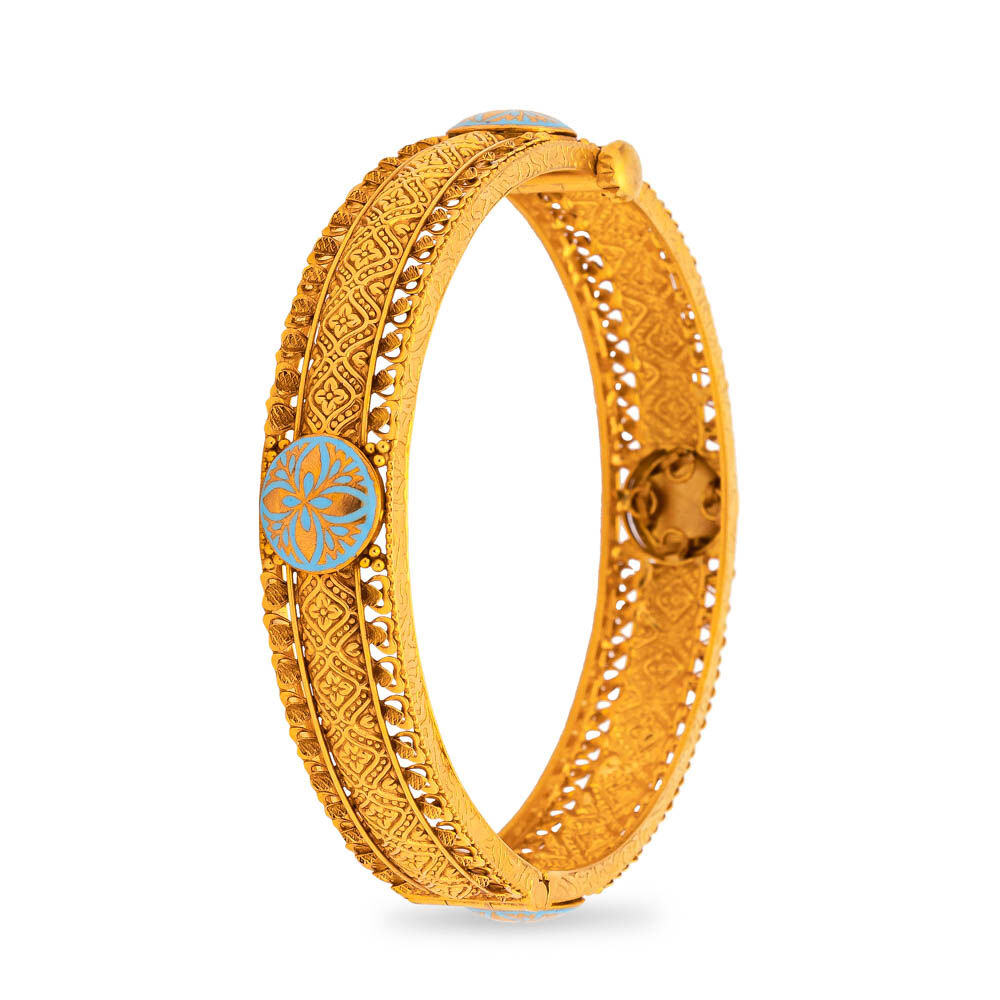 Buy Blue Bliss Gold Bangle at Best Price | Tanishq US