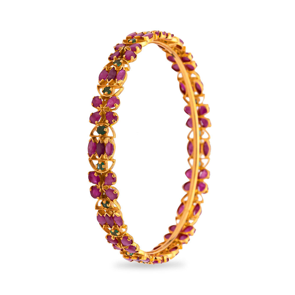 Buy Ruby Meadow Gold Bangle at Best Price | Tanishq US