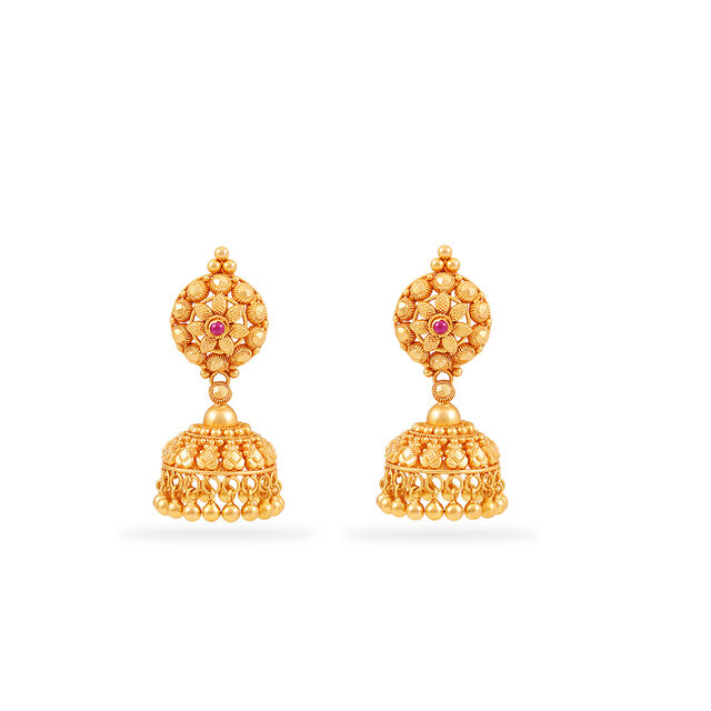 Buy Traditional Gold Ruby Jhumkas at Best Price | Tanishq US