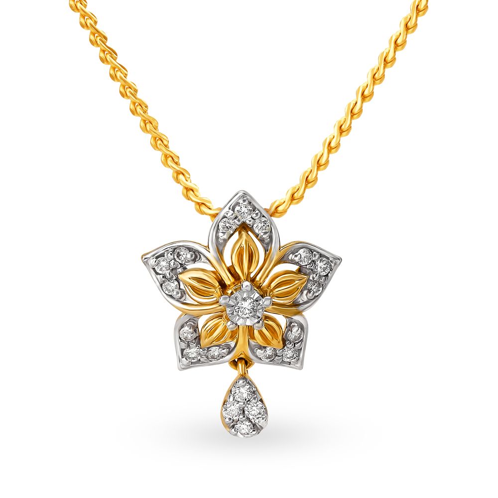 Buy 18 Karat Gold and Diamond Pendant at Best Price | Tanishq UAE
