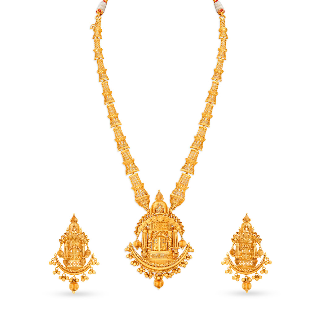Buy Majestic Palatial Gold Necklace Set at Best Price | Tanishq UAE
