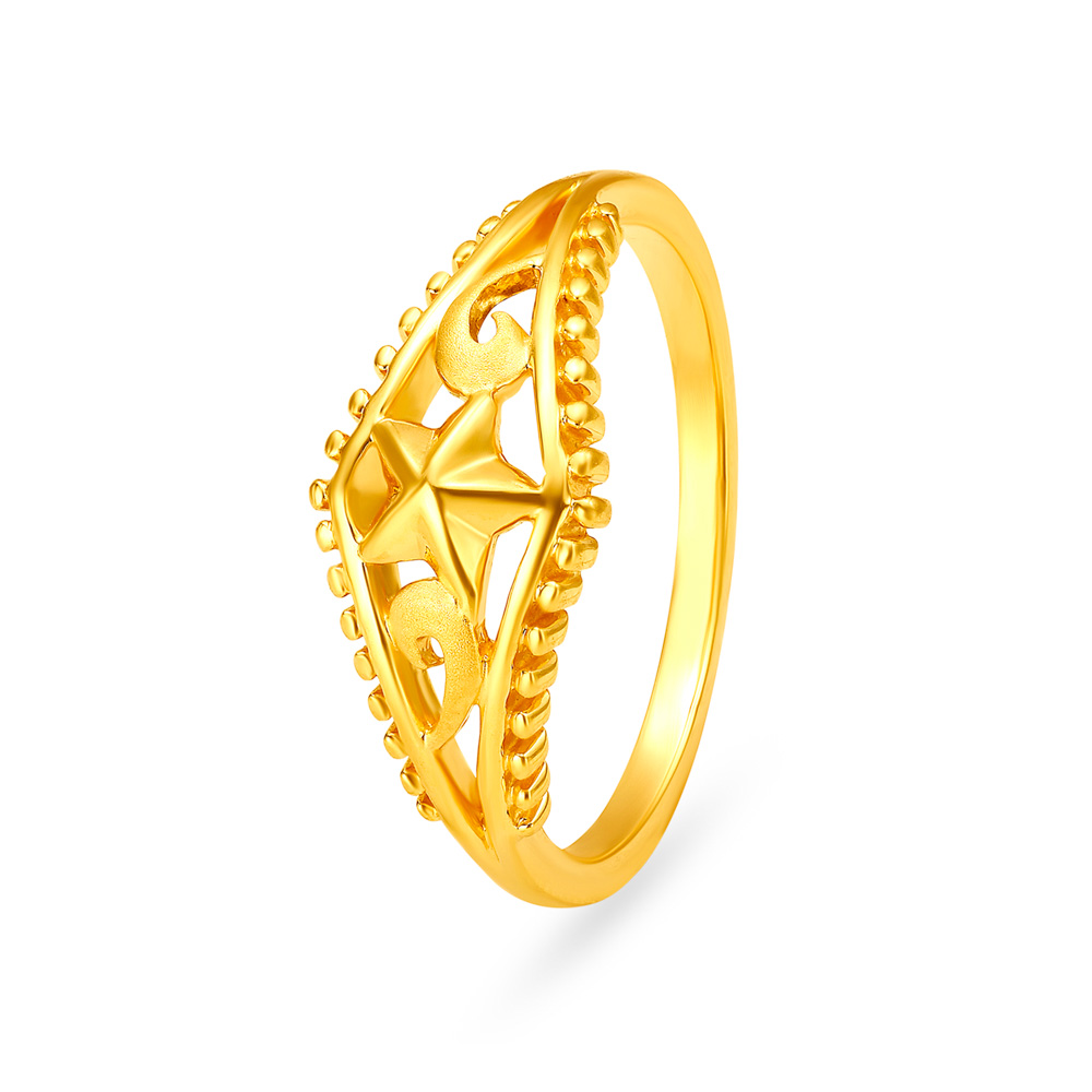 Buy Striking 22 Karat Yellow Gold Star Finger Ring at Best Price ...