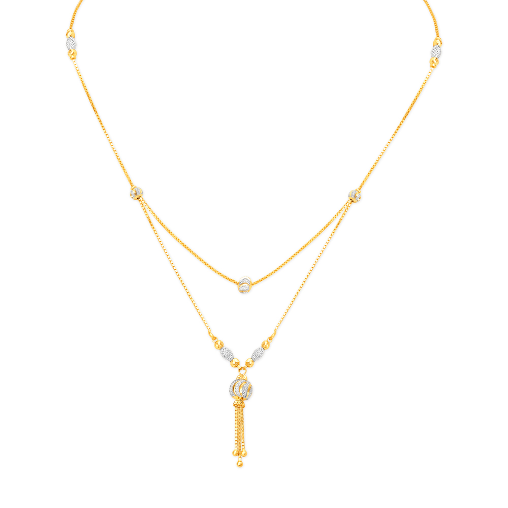 Buy Shining Beads Double Layer Gold Chain at Best Price | Tanishq UAE