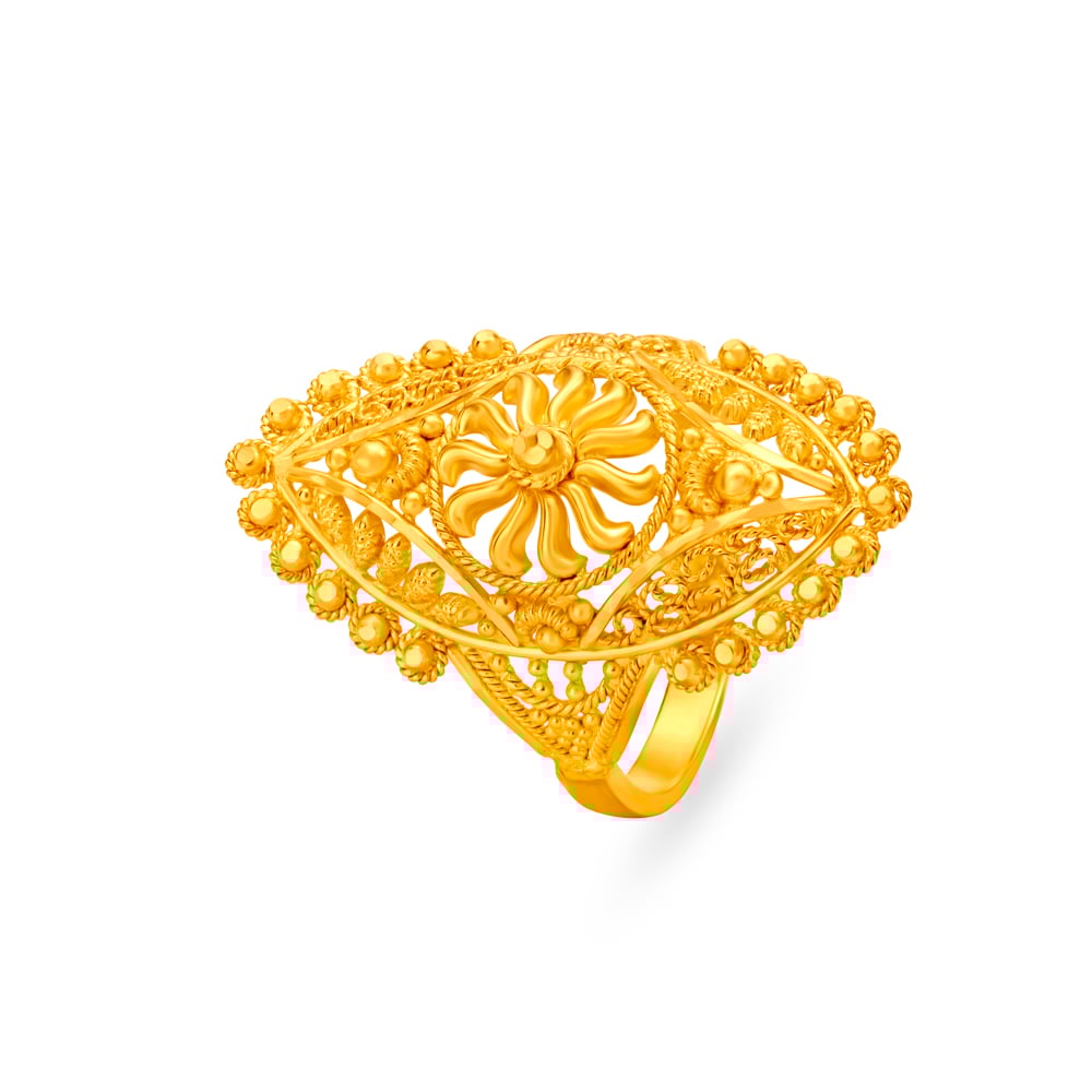 Buy Traditional Fancy Gold Finger Ring at Best Price | Tanishq UAE