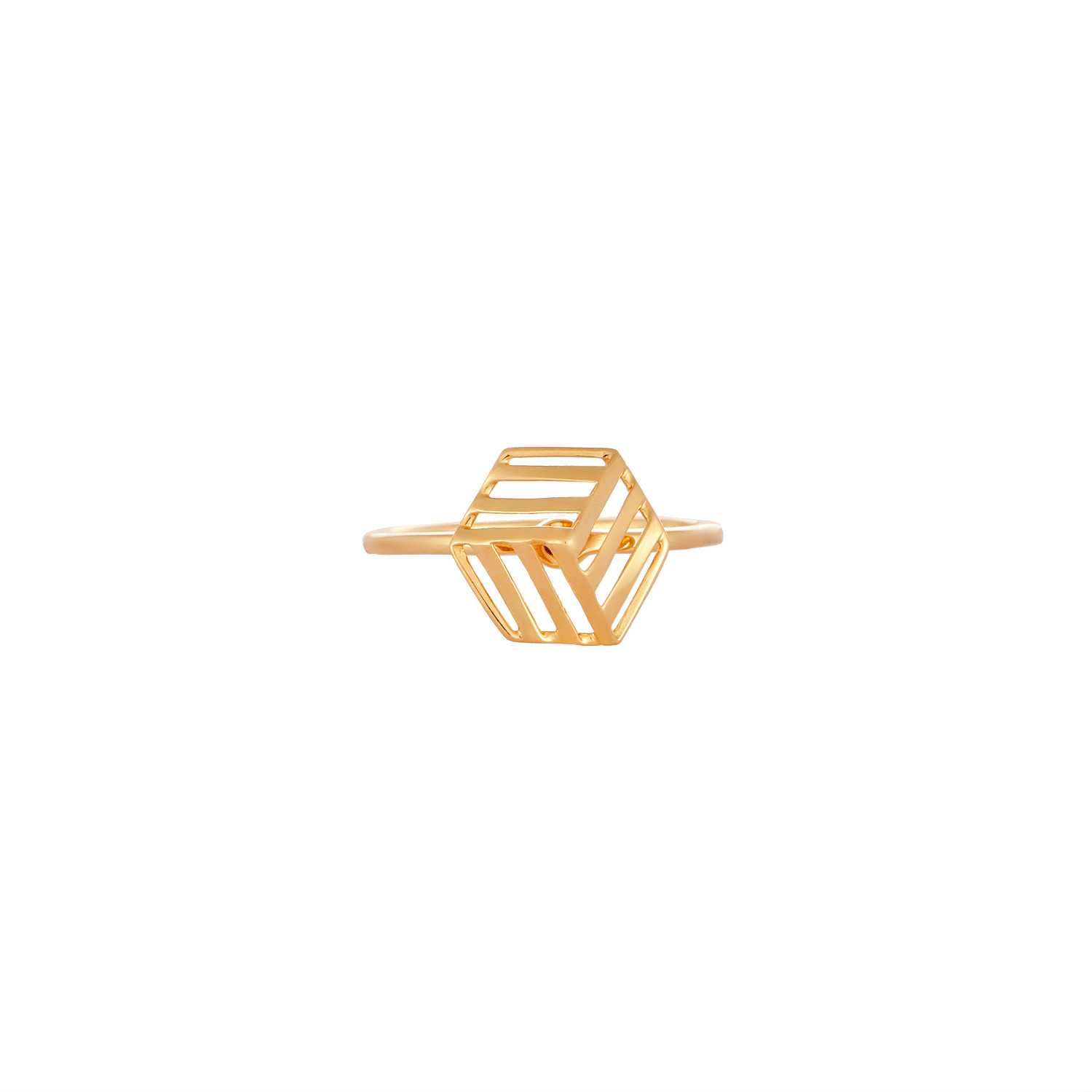Buy Mia by Tanishq 18KT Yellow Gold Finger Ring with Hexagon Design at ...