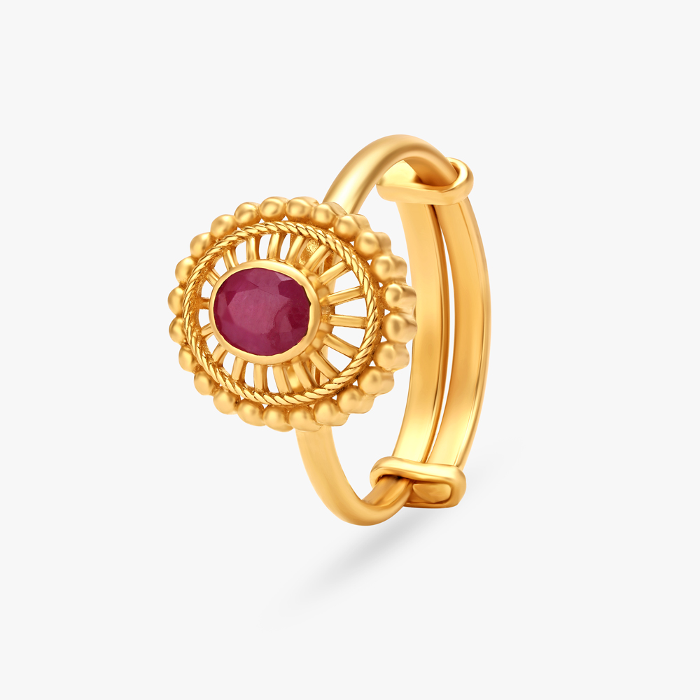 Buy Traditional Floral Ruby Ring at Best Price | Tanishq UAE