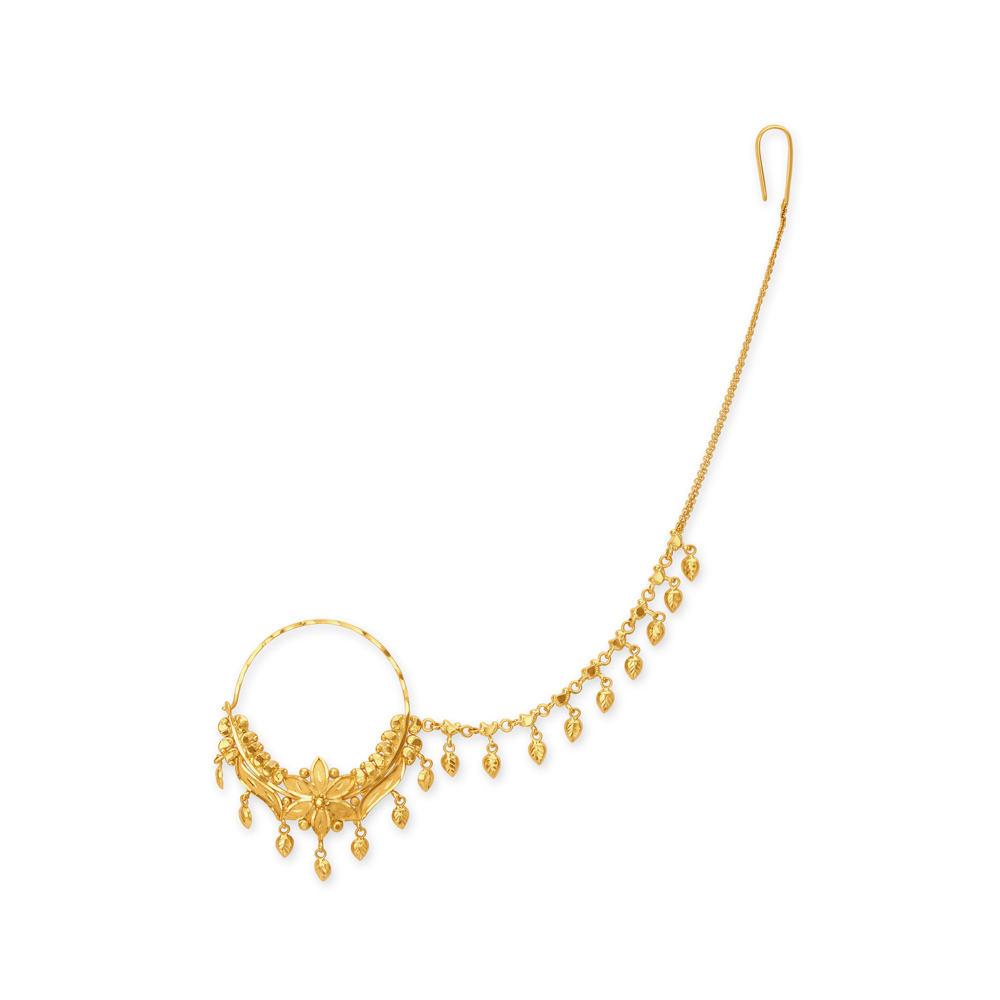 Buy Brilliant Yellow Gold Floral Nath at Best Price | Tanishq UAE