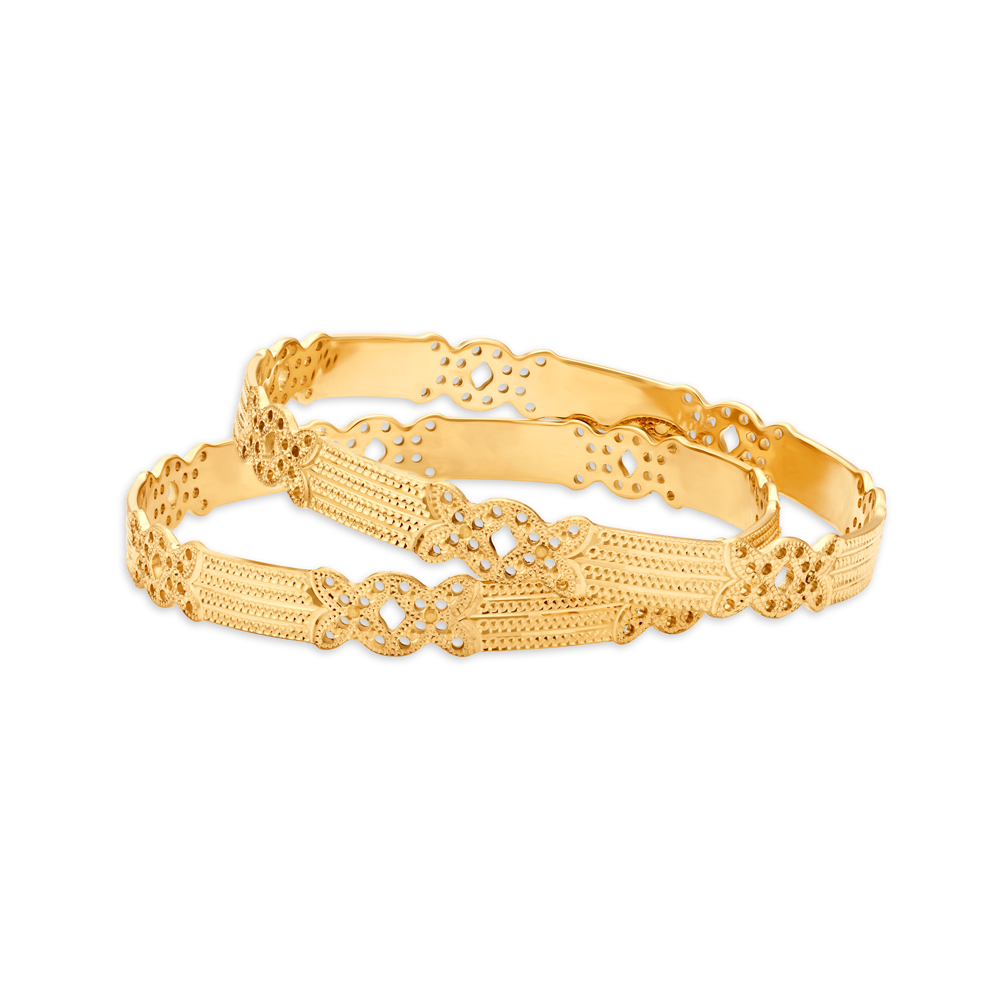 Buy Gleaming Floral Gold Bangle at Best Price | Tanishq UAE