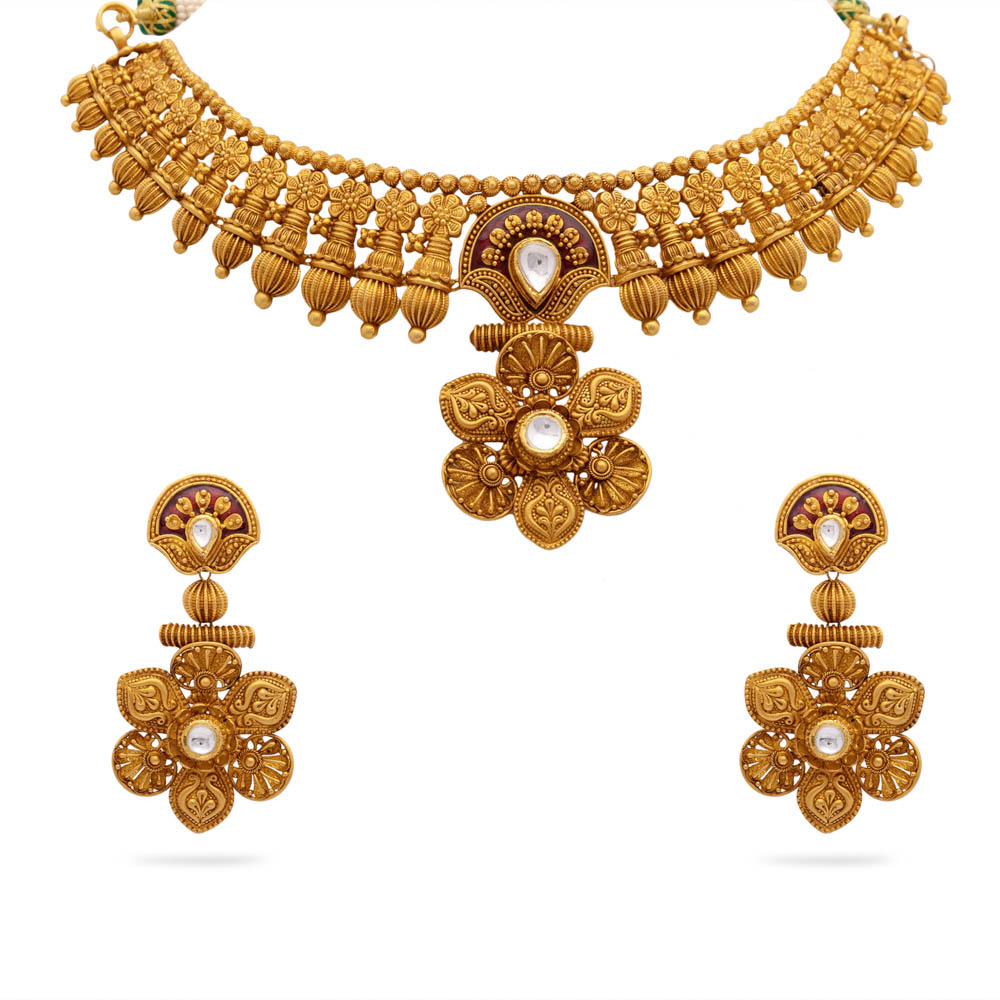 Buy Regal Filigree Choker Set at Best Price | Tanishq UAE