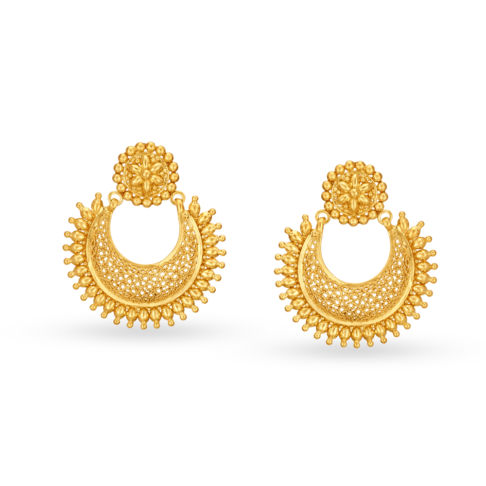 Buy Enthralling 22 Karat Gold Moon-Shaped Drop Earrings at Best Price ...