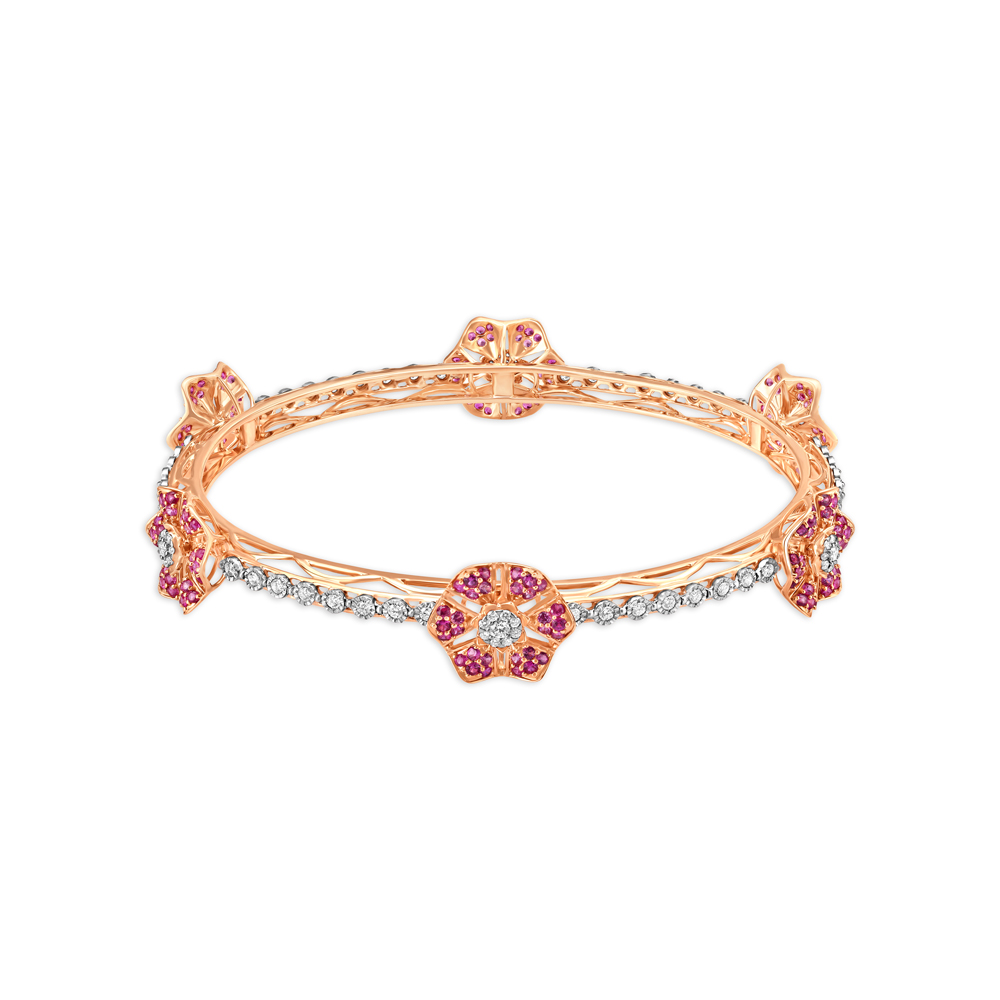 Buy Regal Diamond and Ruby Bangle in a Combination of White and Rose Gold at Best Price ...