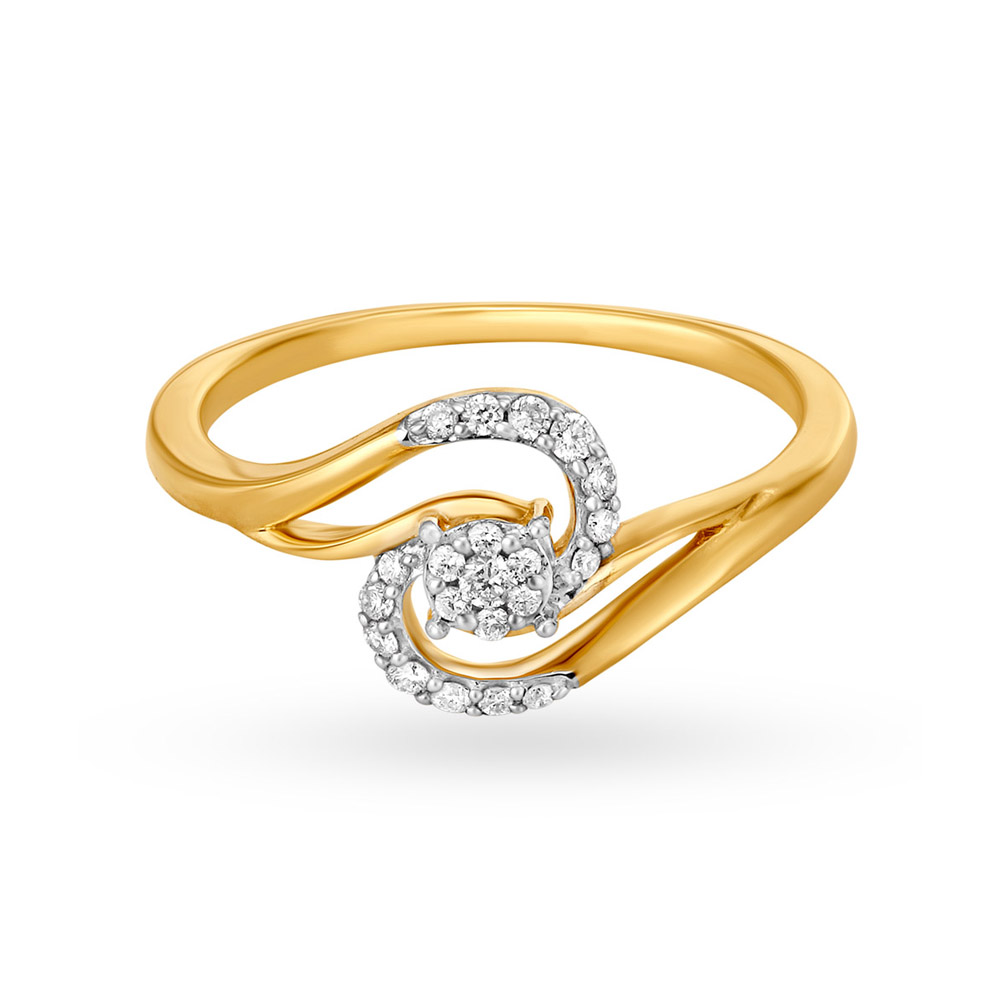Buy Vivacious 18 Karat Yellow Gold And Diamond Swirl Ring at Best Price | Tanishq UAE