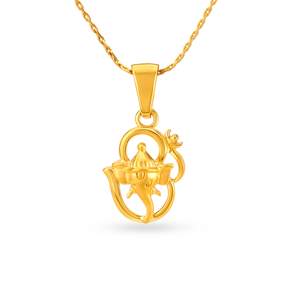 Buy Dainty Gold Pendant with Om and Ganesha Design at Best Price ...