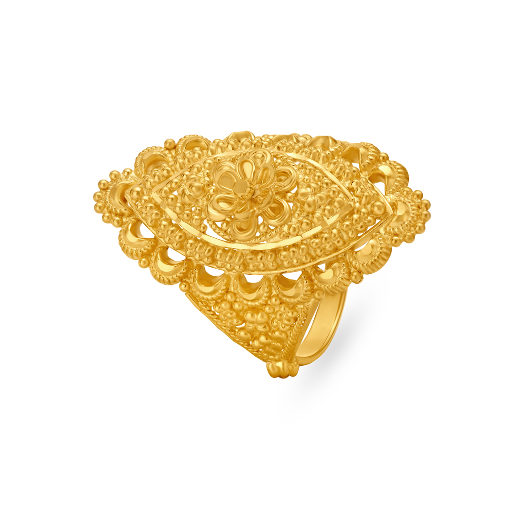 Buy Exquisitely Designed Gold Finger Ring at Best Price | Tanishq UAE