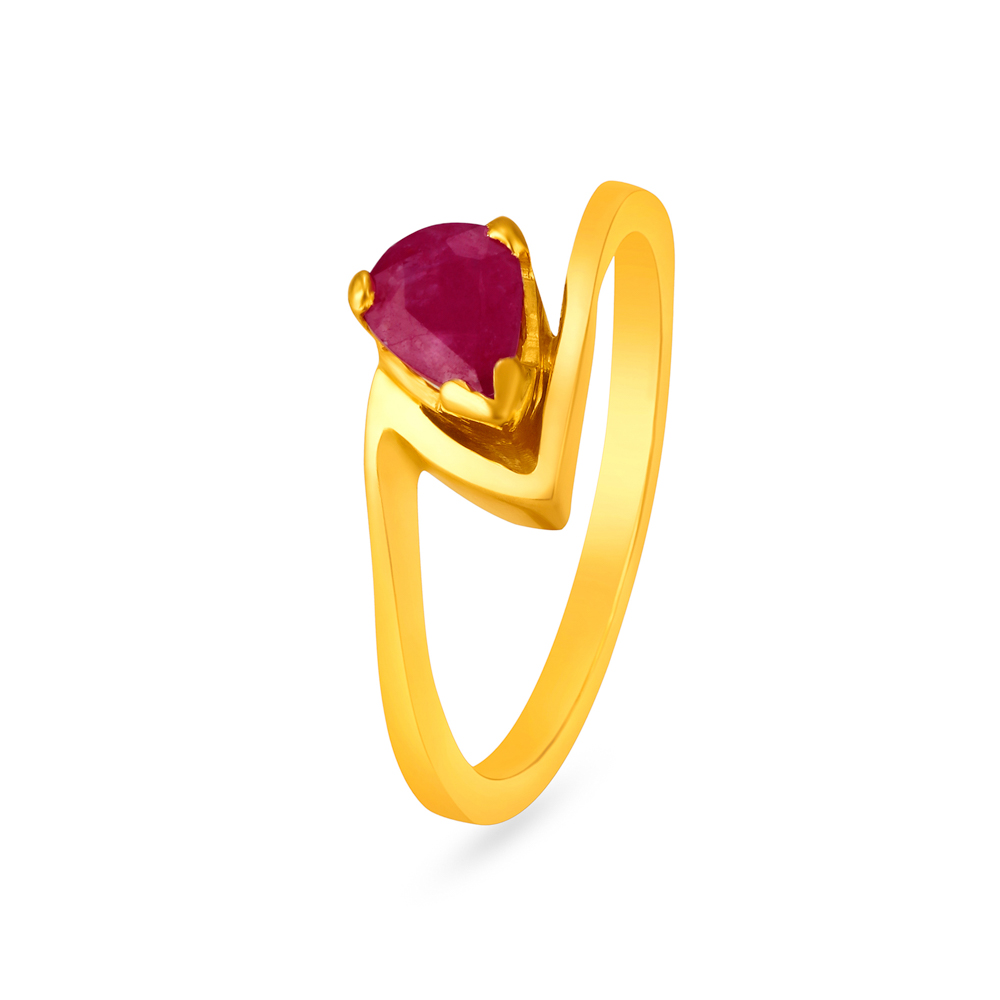 Buy Simplistic 22 Karat Gold And Ruby Teardrop Ring at Best Price ...