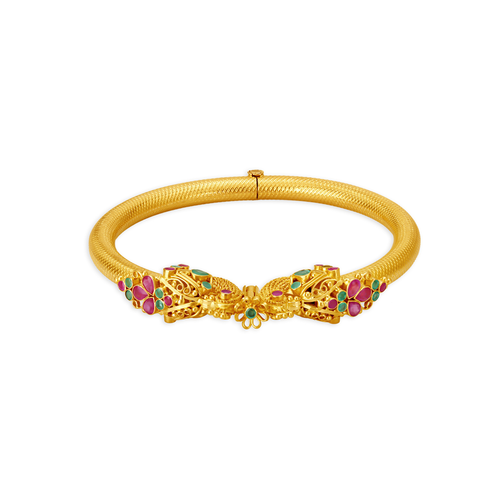 Buy Jivanta Emerald and Ruby Bangle at Best Price | Tanishq UAE