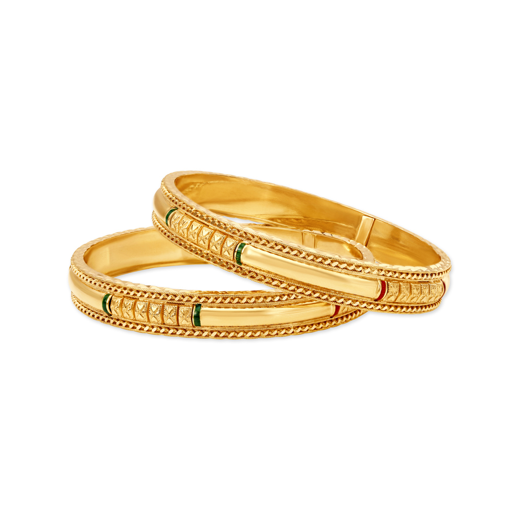 Buy Gleaming 22 Karat Yellow Gold Bar Bangle at Best Price | Tanishq UAE