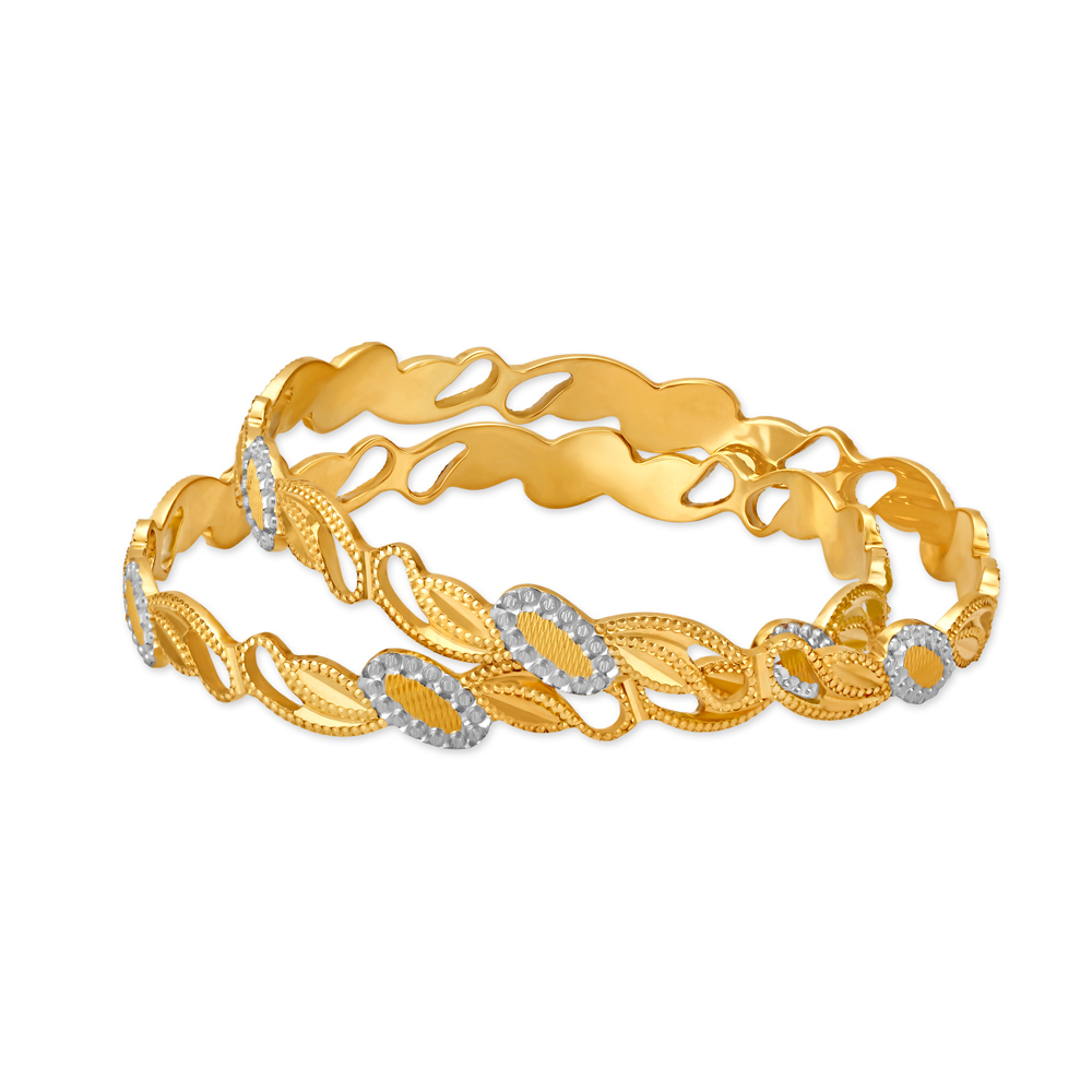 Buy Flourishing Yellow Gold Floral Circlet Bangles at Best Price | Tanishq UAE