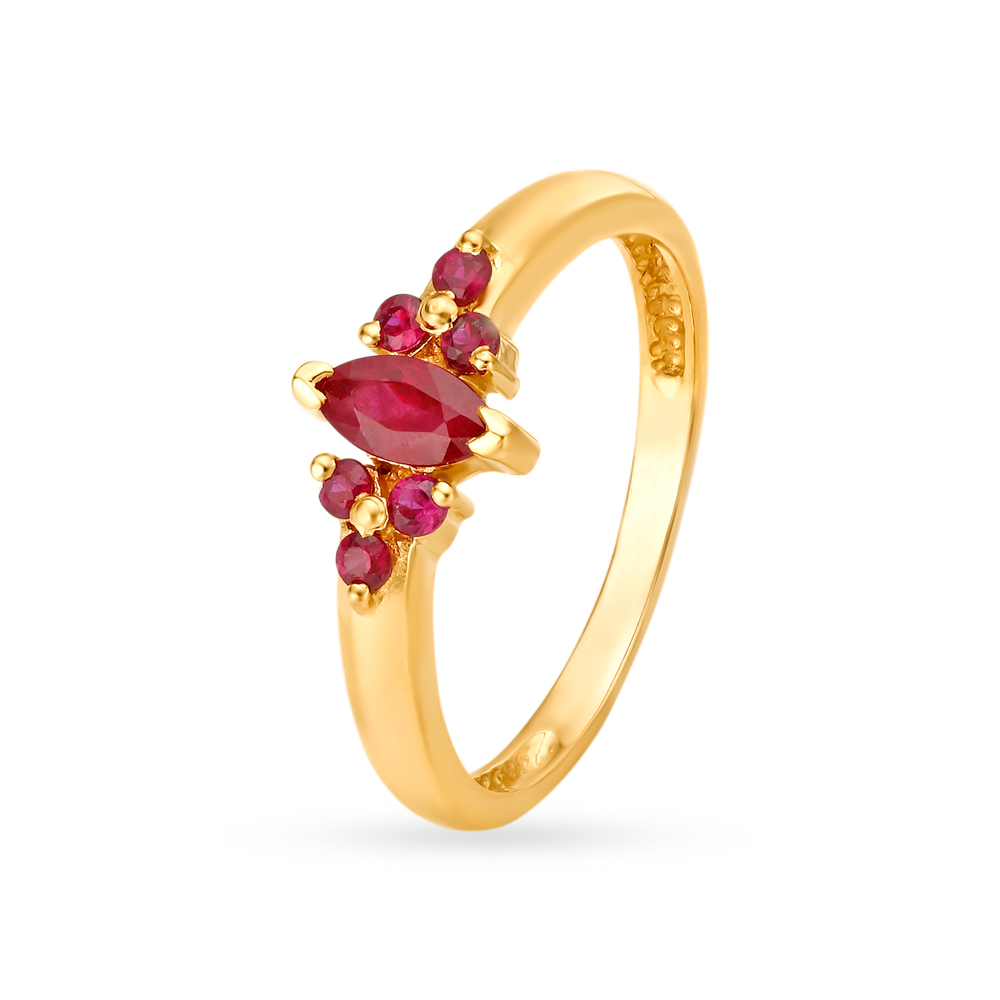 Buy Alluring 18 Karat Gold And Marquise Ruby Finger Ring at Best Price ...