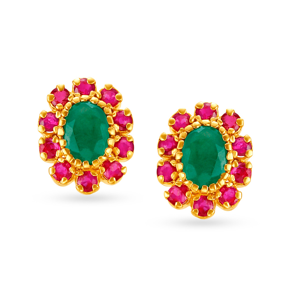 Buy Charming 22 Karat Gold And Ruby Stud Earrings at Best Price | Tanishq UAE