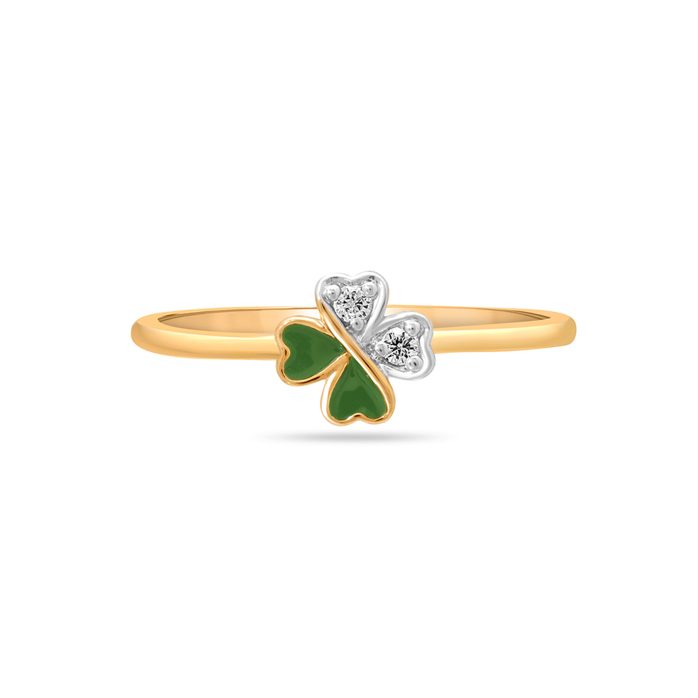 Buy 18KT Yellow Gold Clover Marvel Diamond Finger Ring at Best Price ...