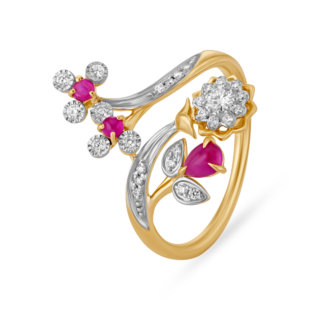 Buy Exuberant Ruby and Diamond Finger Ring at Best Price | Tanishq UAE