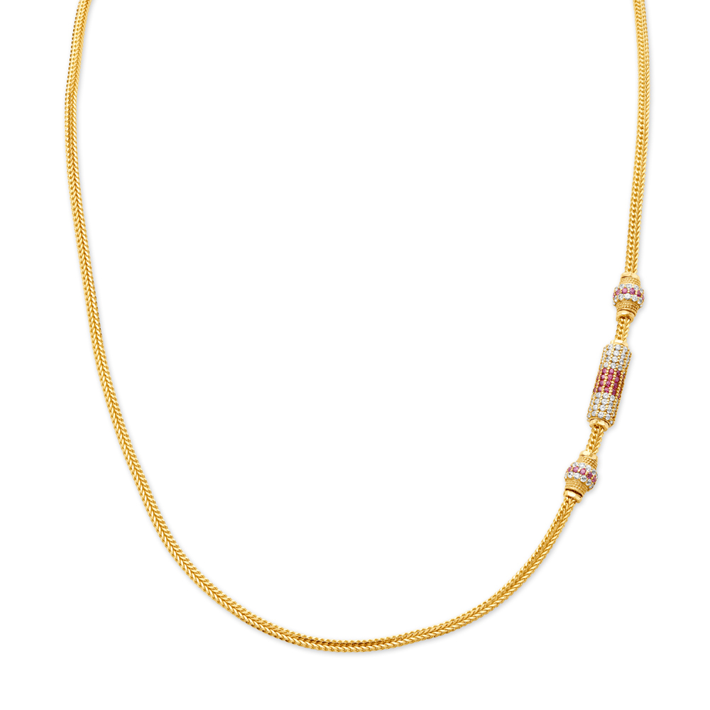 Buy Sleek Coloured Stones Studded Glossy Gold Chain at Best Price ...