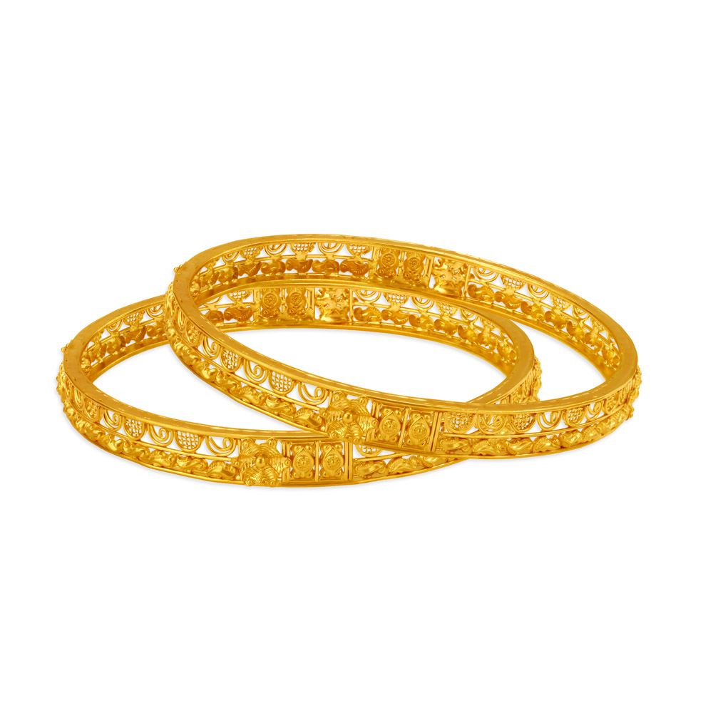 Buy Royal Yellow Gold Coronet Bangles at Best Price | Tanishq UAE
