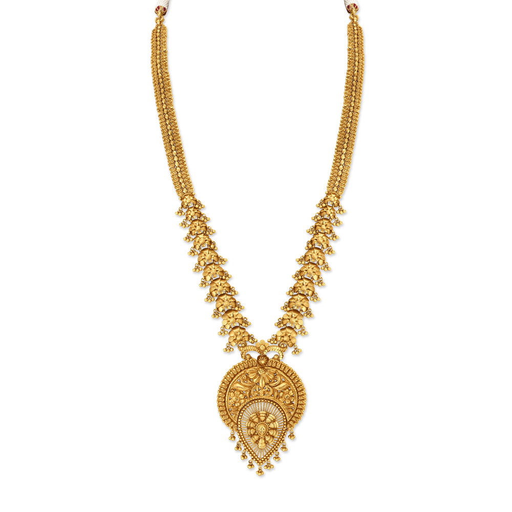 Buy Breathtaking Yellow Gold Floral Haaram at Best Price | Tanishq UAE