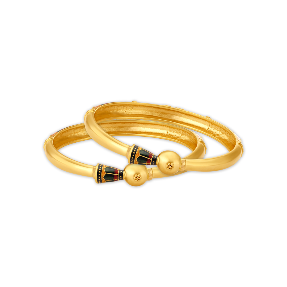 Buy Dazzling Gold Bangle with Coloured Clasp at Best Price | Tanishq UAE