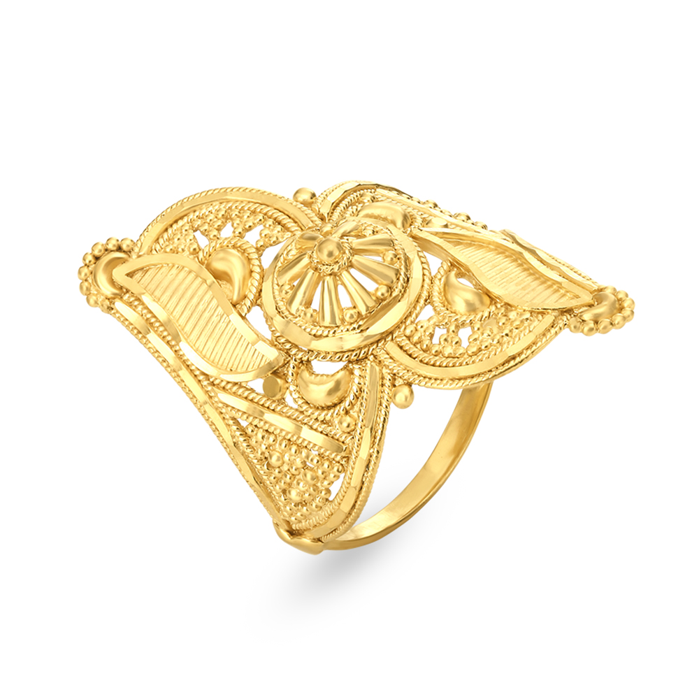 Buy Splendid 22 Karat Yellow Gold Decorative Traditional Finger Ring at ...