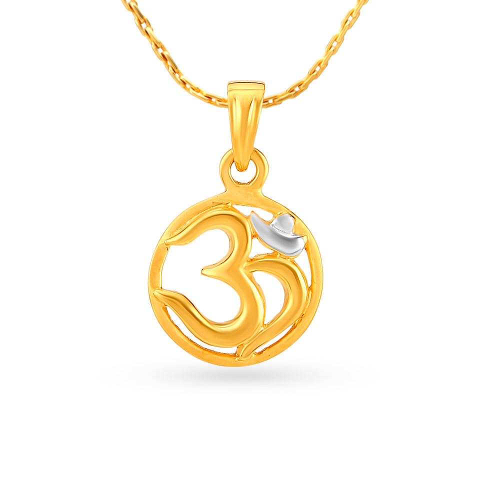 Buy August Yellow Gold Dual-Tone Om Pendant at Best Price | Tanishq UAE